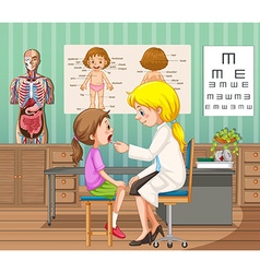 Doctor checking up the girl Royalty Free Vector Image