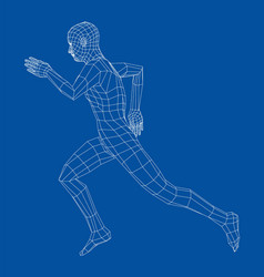 Running man wireframe triangleslow poly style Vector Image