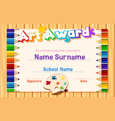 Certificate template for art award with crayons Vector Image