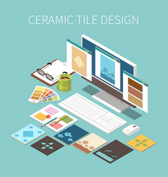 Professional worker laying tile repair work Vector Image