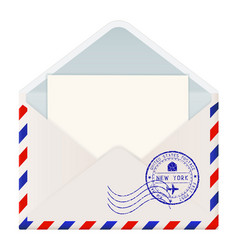 Open international mail envelope with letter Vector Image