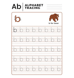 Letter b alphabet tracing book with example Vector Image