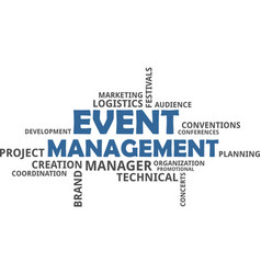 Word cloud event management Royalty Free Vector Image