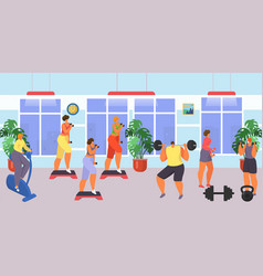 People work out in fitness club yoga classes Vector Image