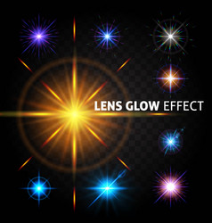 Realistic light effects glare light rays Vector Image