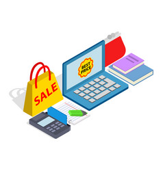 Online shopping clip art isometric style Vector Image