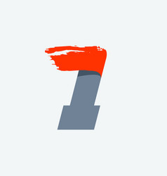 Fast speed number eight logo with red dry brush Vector Image