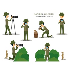 Cartoon professional photographer taking photo Vector Image