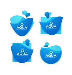 Natural spring water splashes and waves logo Vector Image