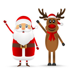 Santa calus his wife mrs claus and two reindeer Vector Image