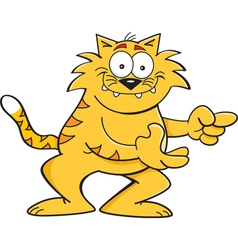 Cartoon pointing cat Royalty Free Vector Image