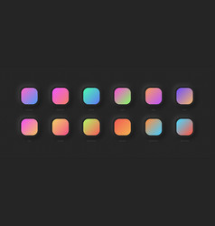Set 21 colorful gradient buttons on dark Vector Image