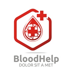 Blood help hexagon donors healthy symbol Vector Image