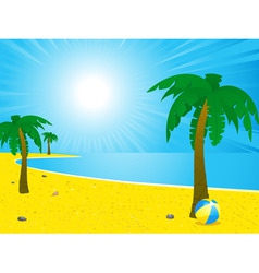 Summer sea and palm tree background landscape Vector Image