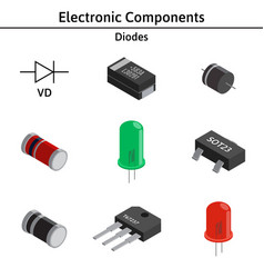 Big set isometric electronic components Royalty Free Vector