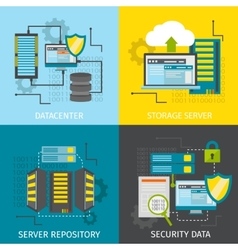 Flat Datacenter Icon Set Royalty Free Vector Image