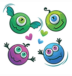 Funny cartoon blue jelly monster Royalty Free Vector Image