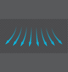 Set blue arrow showing air flow isolated Vector Image