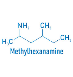 Methylhexanamine molecule skeletal formula Vector Image