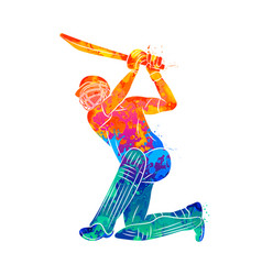Cricket helmet with ball from a splash of Vector Image