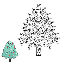 Dot to game with a cute christmas tree Royalty Free Vector