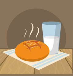 Crying fresh milk glass in cartoon table Vector Image