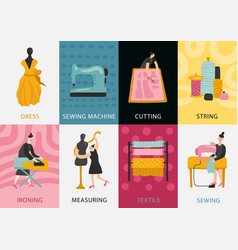 Garment factory horizontal banners Royalty Free Vector Image