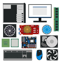 Cartoon personal computer components Royalty Free Vector