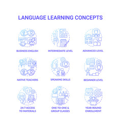 Language learning concept icons set Royalty Free Vector