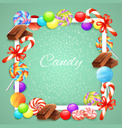 Candy shop round frame background Royalty Free Vector Image