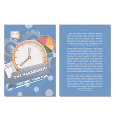 Time management poster with clock Royalty Free Vector Image