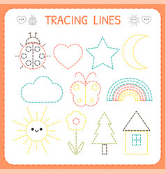 Preschool handwriting practice sheet educational Vector Image