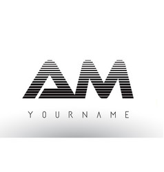 Am black and white horizontal stripes letter logo Vector Image