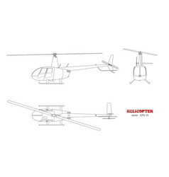 Red helicopter top front and side view Royalty Free Vector