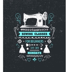 Sewing classes poster flyer Royalty Free Vector Image