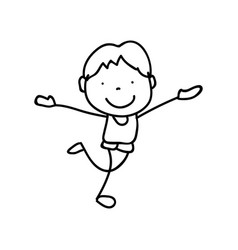 Hand drawing abstract happy cute boys line art Vector Image