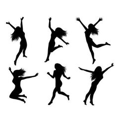 Three silhouettes of running women Royalty Free Vector Image