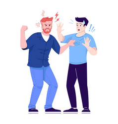 Cartoon angry man with small aggressive dog or Vector Image