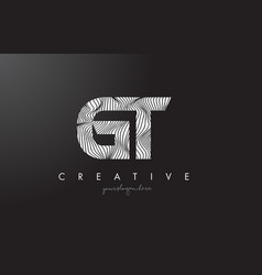 Gt g t brushed letter logo design with creative Vector Image