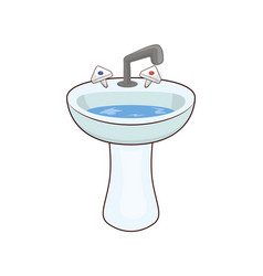 Sink basin faucet water isolated icon on white Vector Image