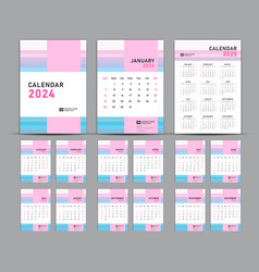 Calendar 2023 template set and 2024 year pastel Vector Image