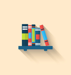 Book on shelf icon set bookshelf school objects Vector Image