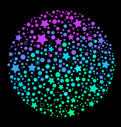 Round decoration ball with crumble bright stars Vector Image