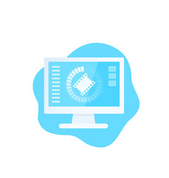 Video editing flat icon Royalty Free Vector Image