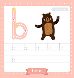 Letter b lowercase tracing practice worksheet Vector Image
