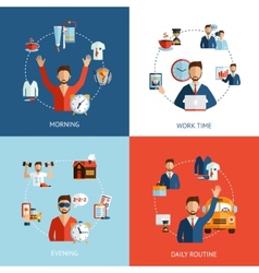 Businessman daily routine concept poster Vector Image