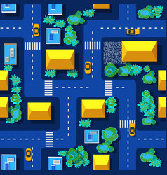 Seamless urban plan pattern map isometric night Vector Image