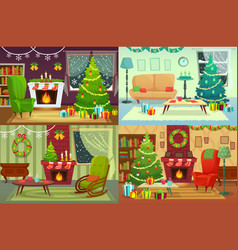 Decorated christmas room winter holiday interior Vector Image