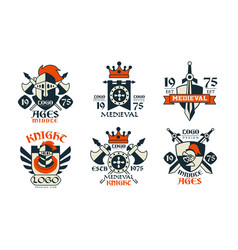 Medieval logo design set middle ages vintage Vector Image