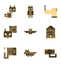 Pixel art collection cute 8 bit animals Royalty Free Vector